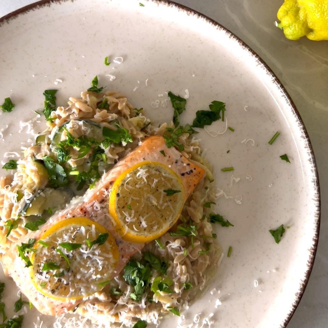 Cremet risotto med bagt laks - Low Carb Life